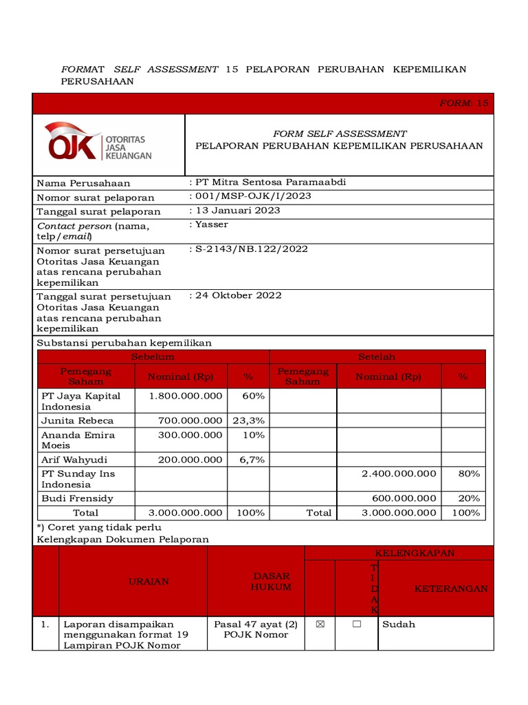 FSA OJK Template 15 | PDF