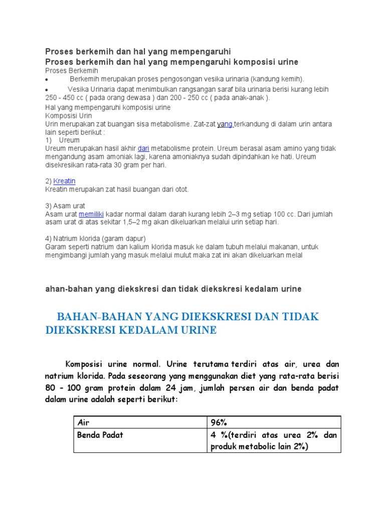 Proses dan Komposisi Berkemih | PDF