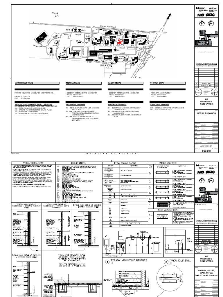 Architectural Mechanical Electrical Structural: M6 Washroom Renovation | PDF | Building ...