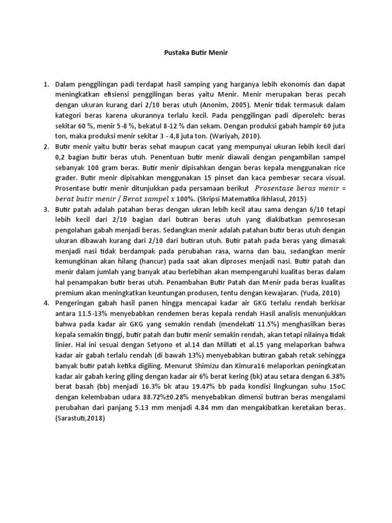Definisi dan Analisis Butir Menir Beras | PDF | Memasak, Makanan ...