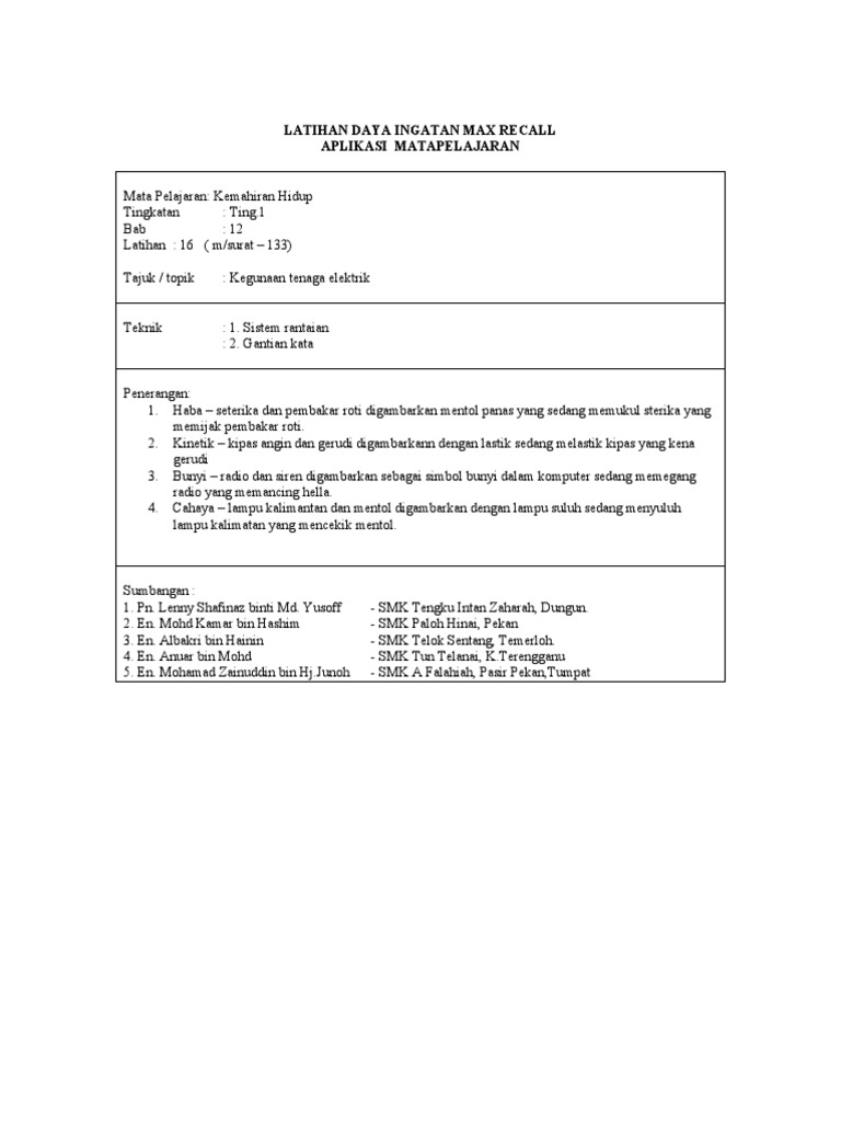 Latihan Daya Ingatan Max Recall Aplikasi Matapelajaran | PDF | Sains & Matematika