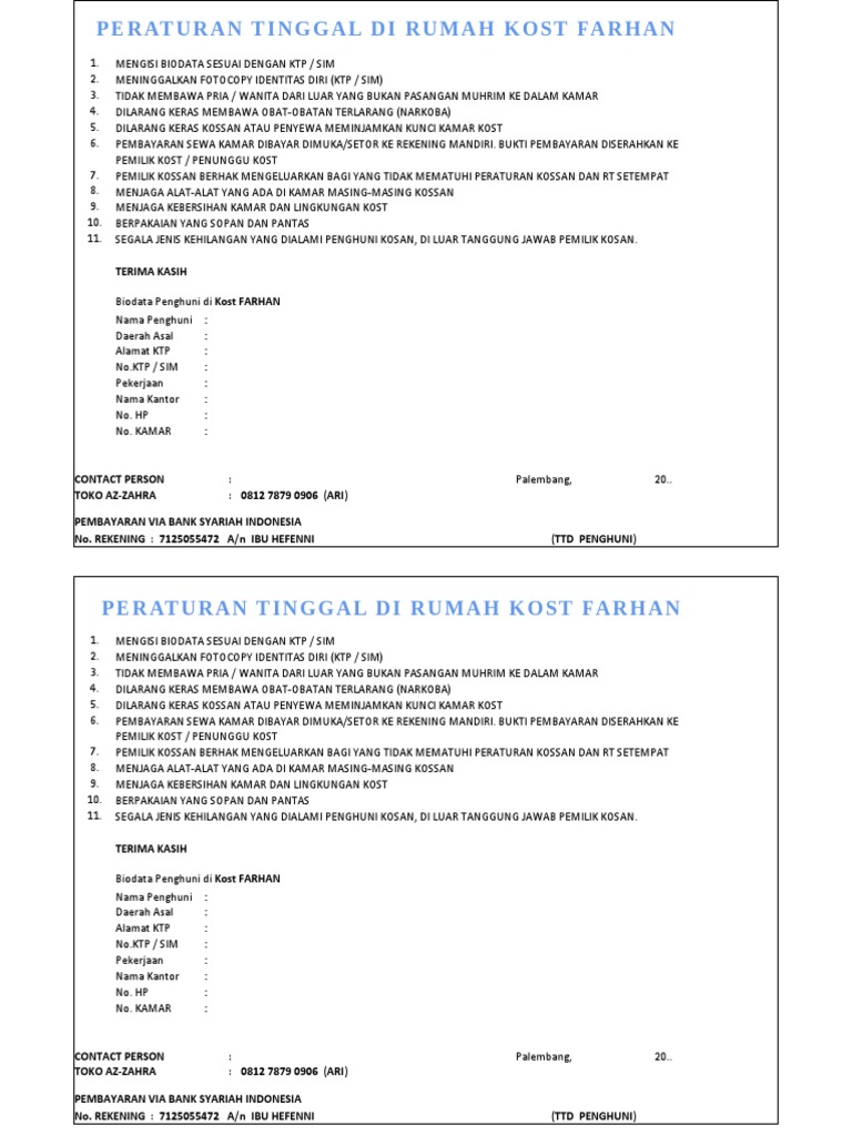PERATURAN KOSAN 2023 | PDF