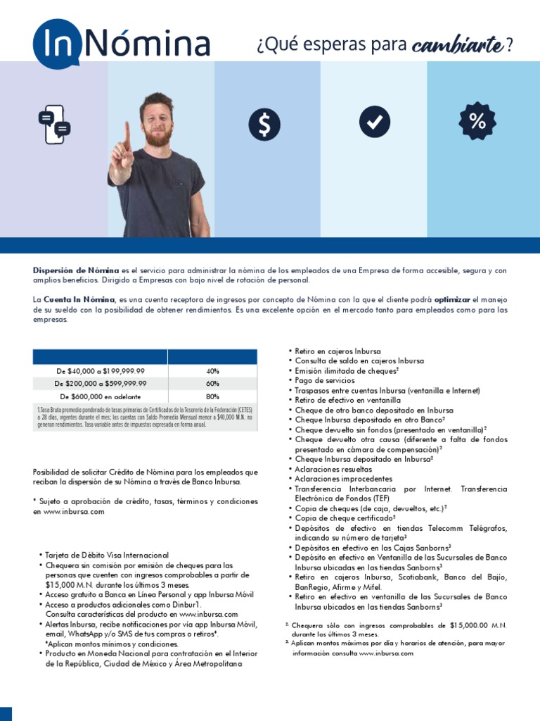 Beneficios de la Nómina Inbursa | PDF | Bancos | Cheque
