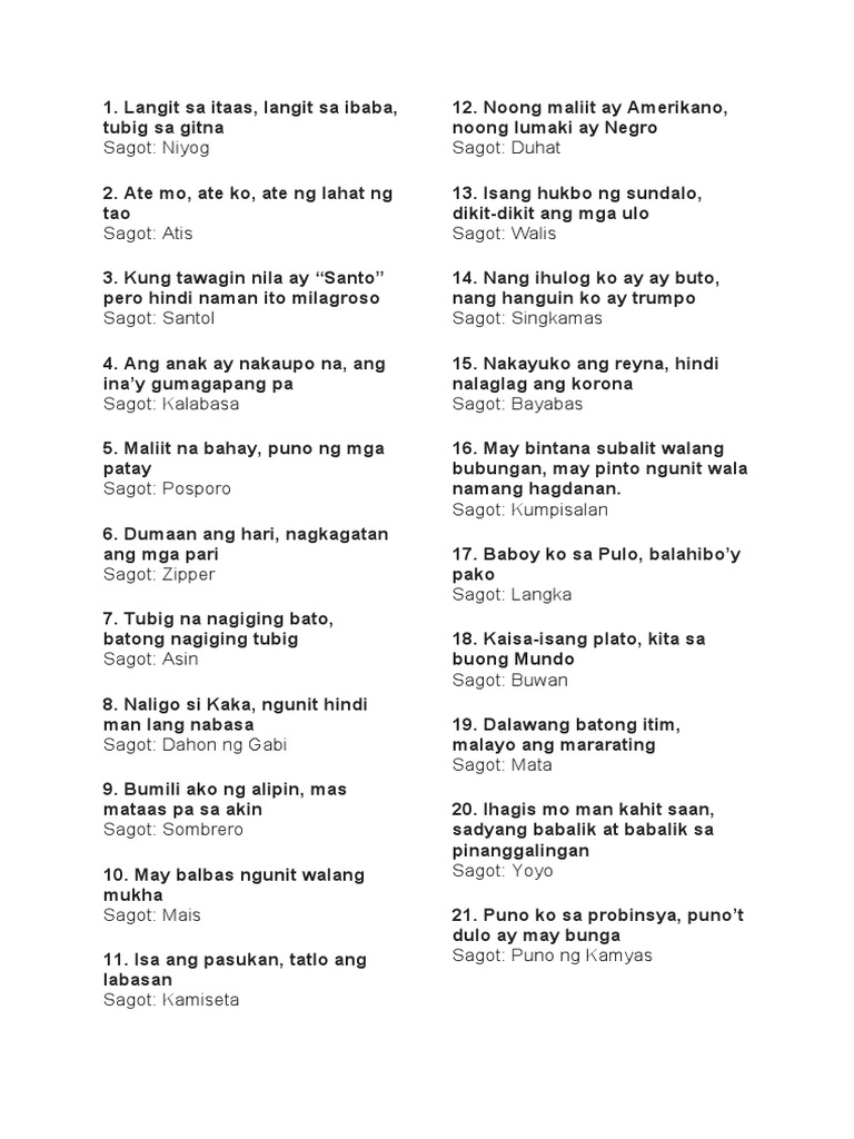 Bugtong halimbawa | PDF