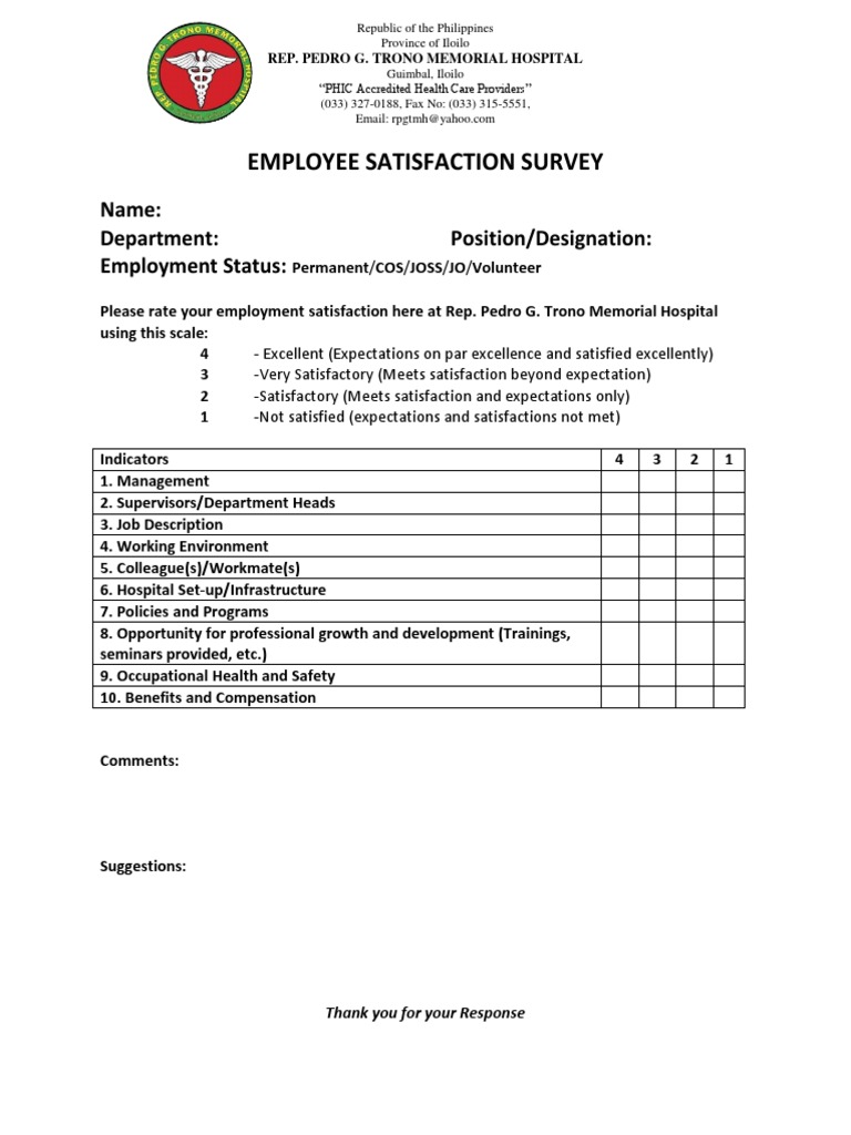 Employee Satisfaction Survey | PDF | Career & Growth