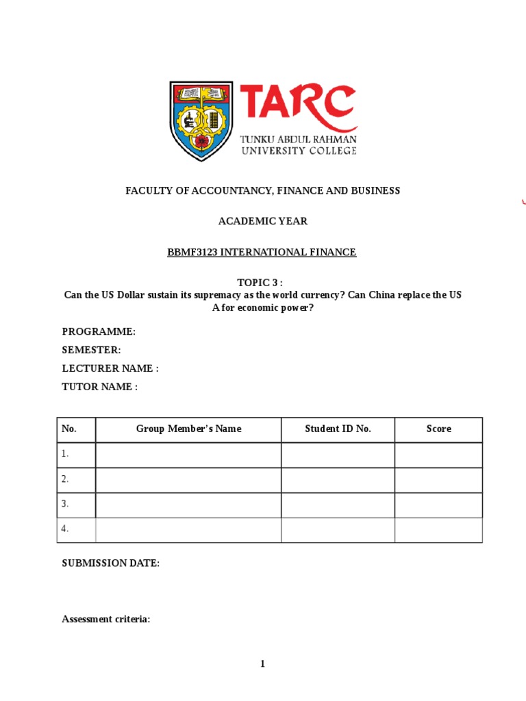 International Finance Group Assignment | PDF | Renminbi | Special ...