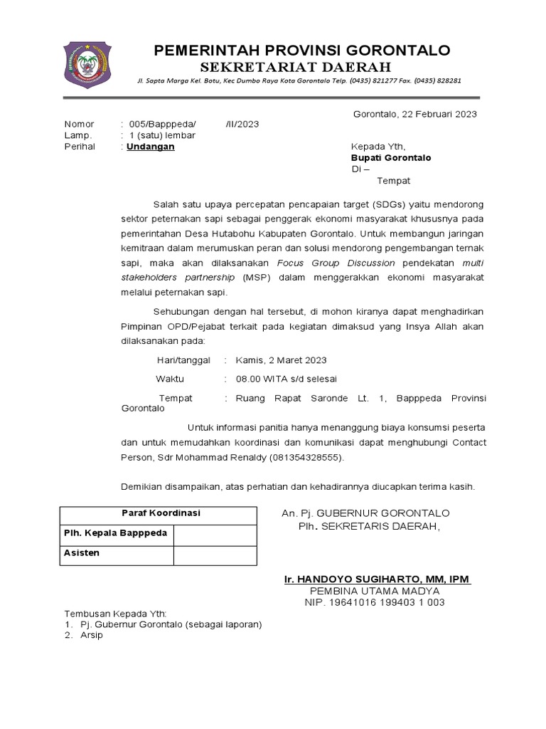 Contoh Surat FGD Multi Stakeholder Partnership (MSP) Dalam Menggerakkan ...