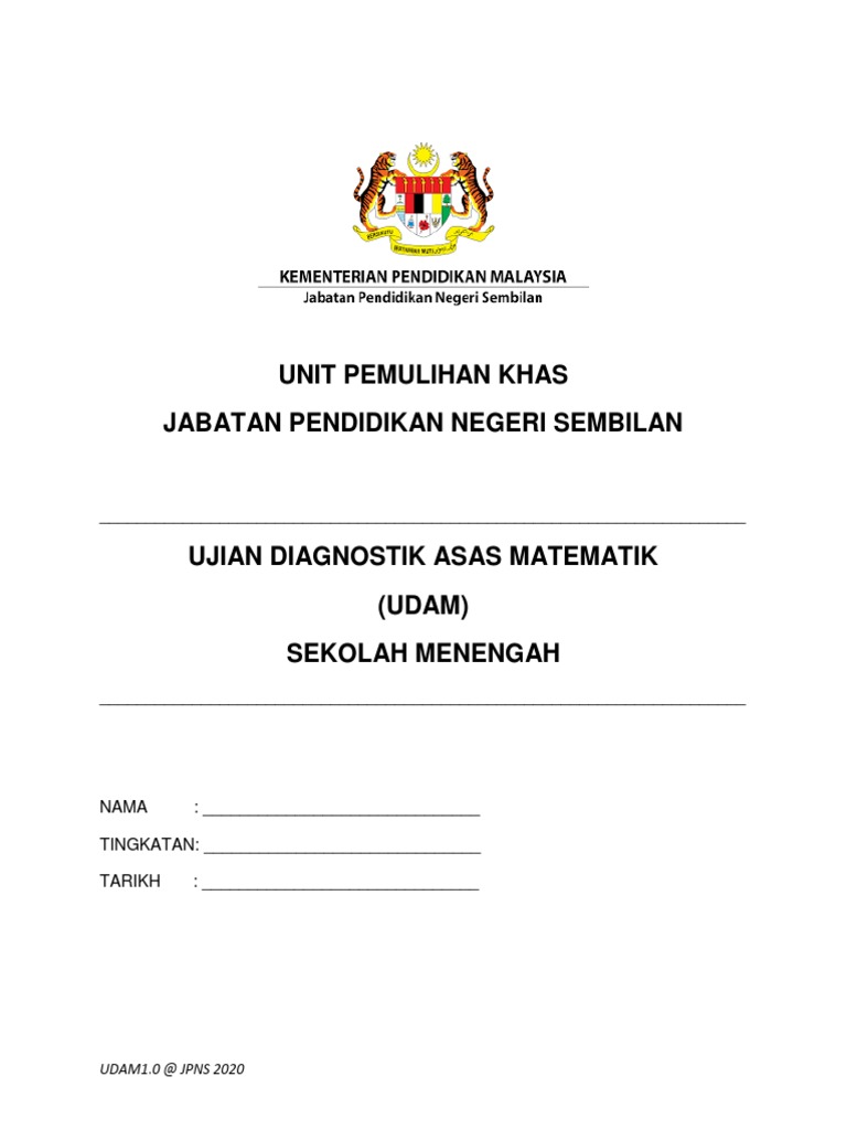 Instrumen UDAM Sek Men Matematik - Docx-1 | PDF