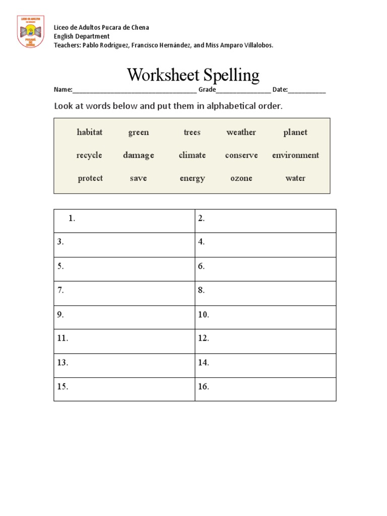 Worksheet Spelling Adultos | PDF