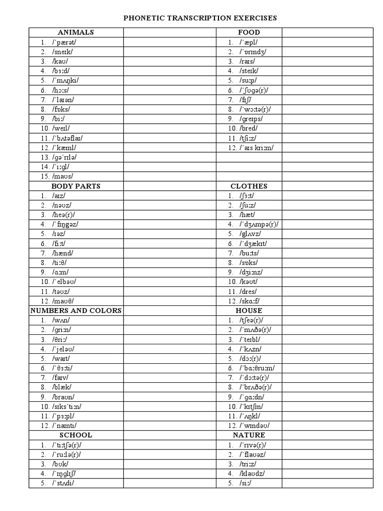 Phonetic Transcription Exercises | PDF | Linguistics | Languages