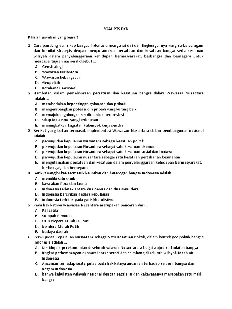 Soal PTS PKN | PDF