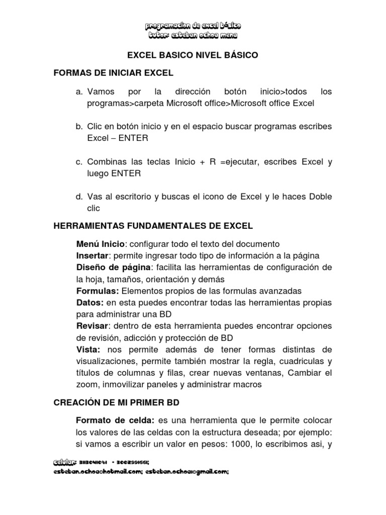 Excel Basico-Esteban Ochoa Mena | PDF | Microsoft Excel | Point and Click