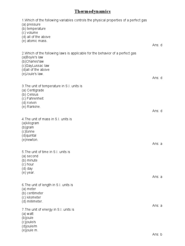 UPDA Questions For Mechanical (Thermodynamics) | PDF | Heat | Entropy