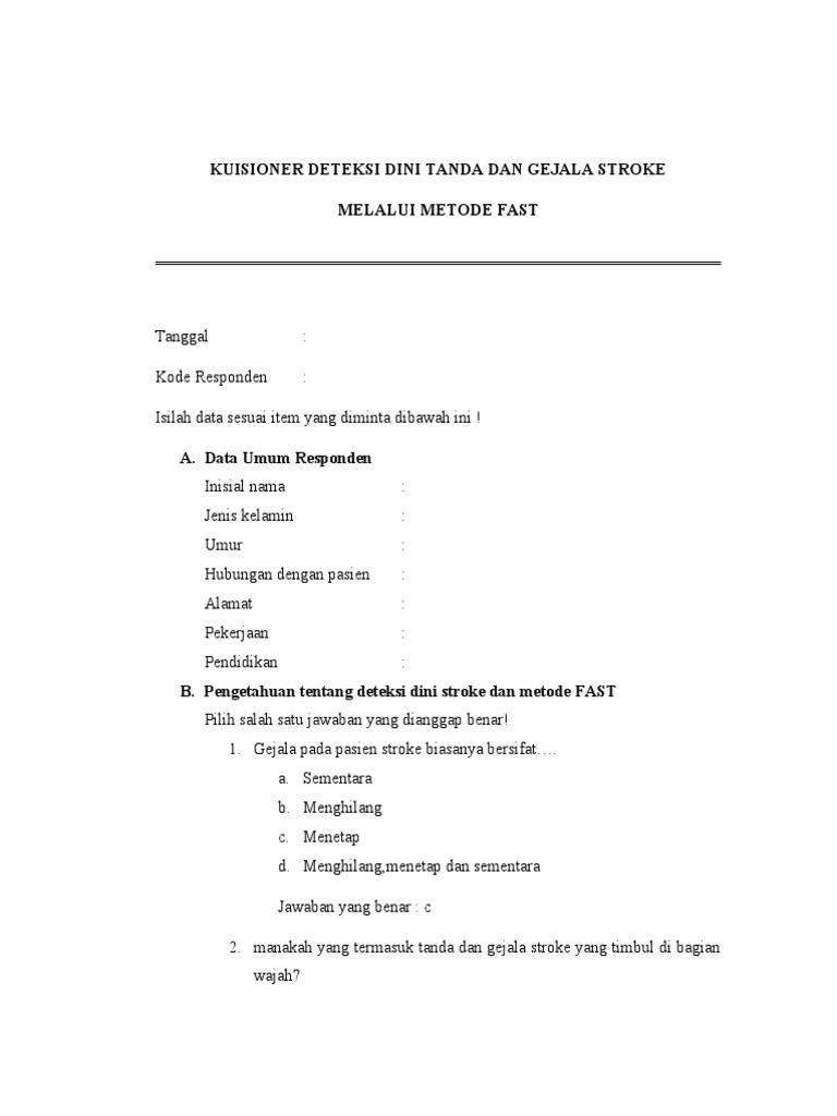 KUISIONER Metode FAST | PDF