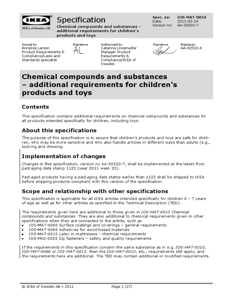 Specification: Chemical Compounds and Substances - Additional ...