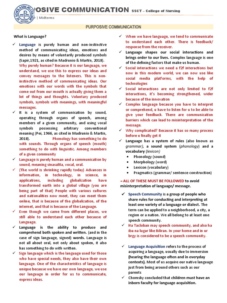 Understanding Language: A Discussion of Key Concepts Related to the ...