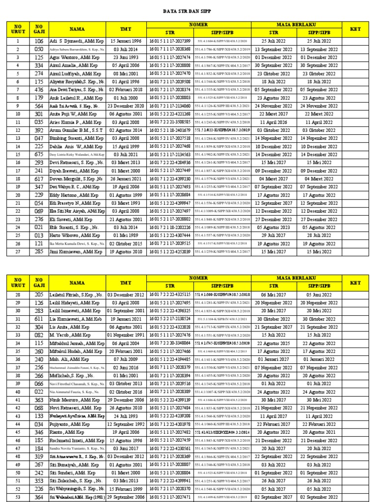 Data Str-Sipp Perawat | PDF