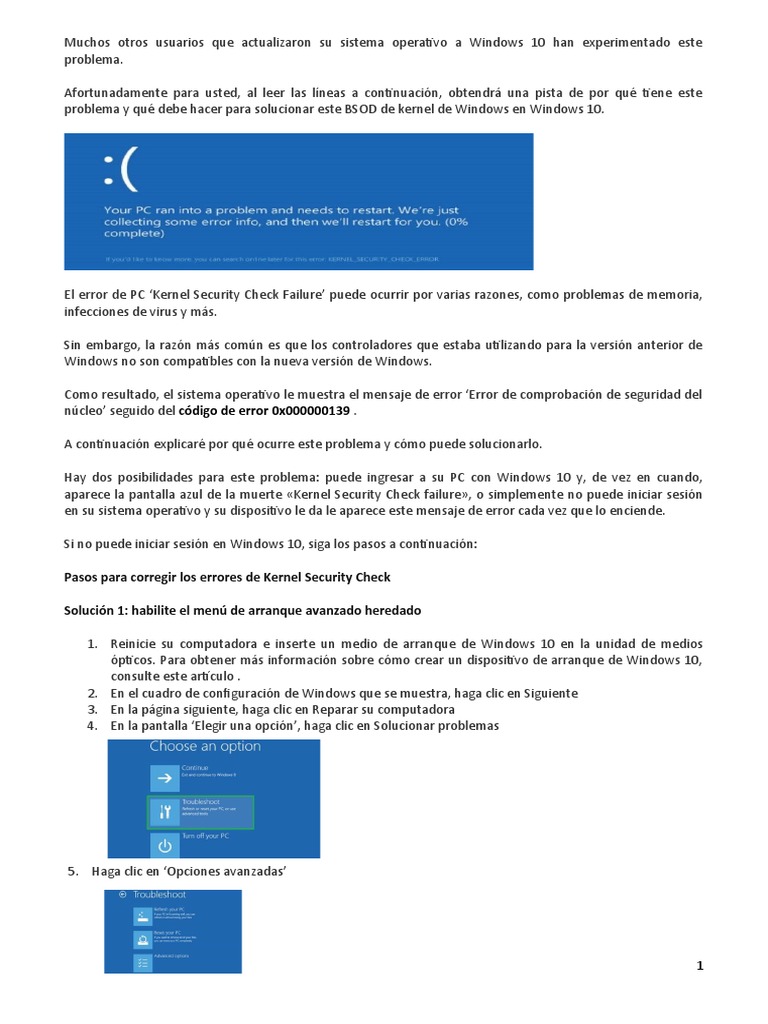 Pasos para Corregir Los Errores de Kernel Security Check | PDF ...