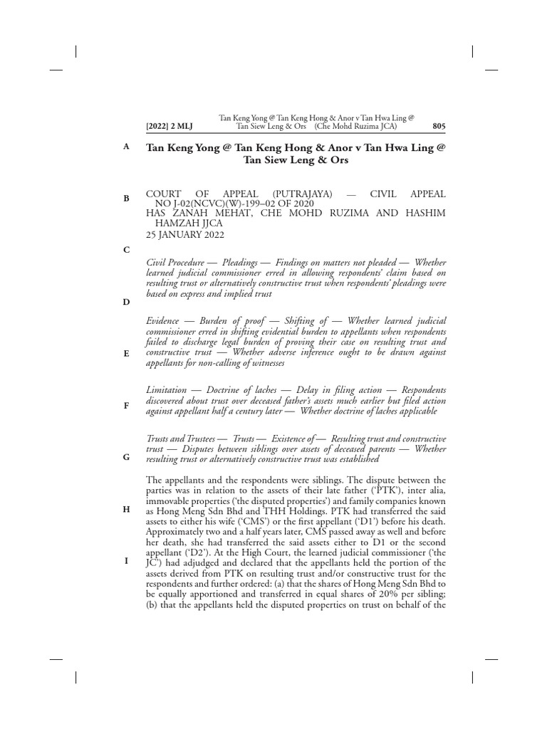 Tan Keng Yong at Tan Keng Hong & Anor V Tan Hwa Ling at Tan Siew Leng & Ors | PDF | Trust Law ...
