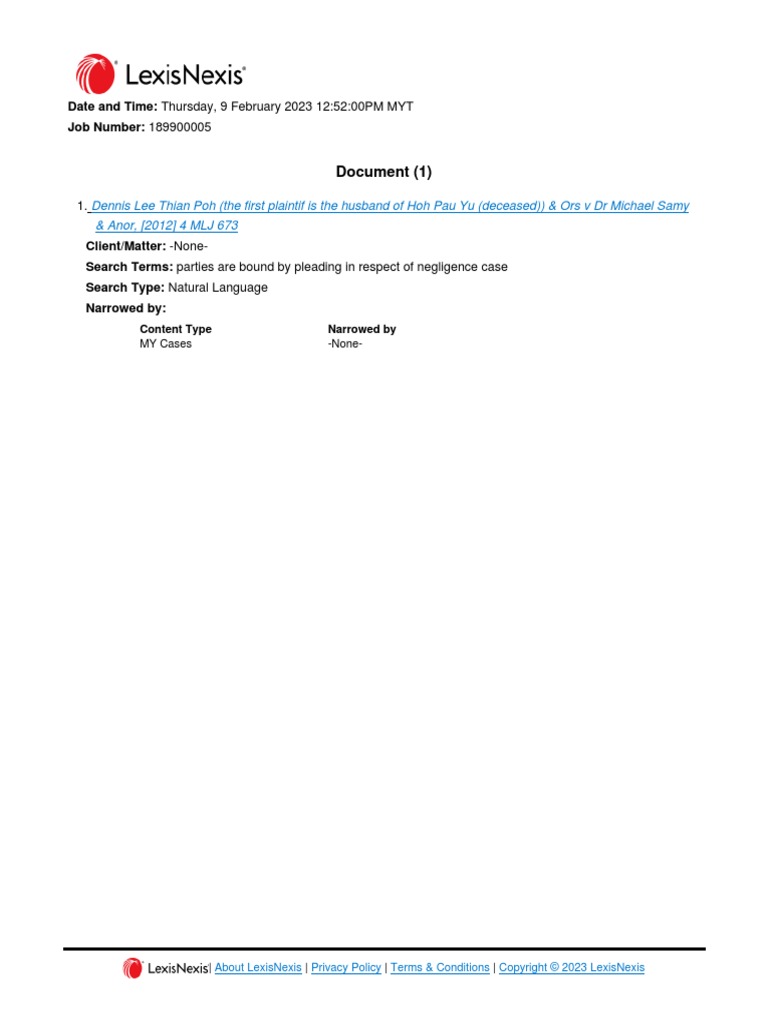 Dennis Lee Thian Poh (The First Plaintif Is The Husband | PDF ...