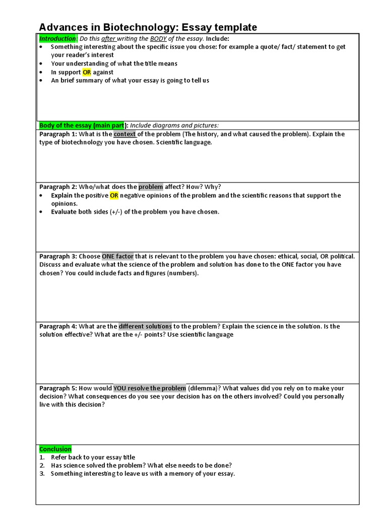 Biotech Essay Template | PDF