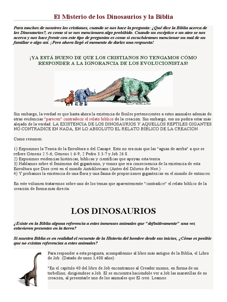 Los Dinosaurios: El Misterio de Los Dinosaurios y La Biblia | PDF | Dinosaurios