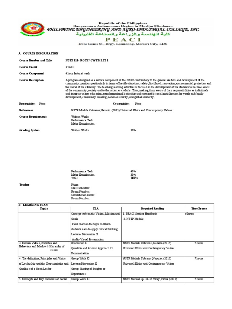 NSTP 111 Course Overview and Requirements | PDF | Leadership ...