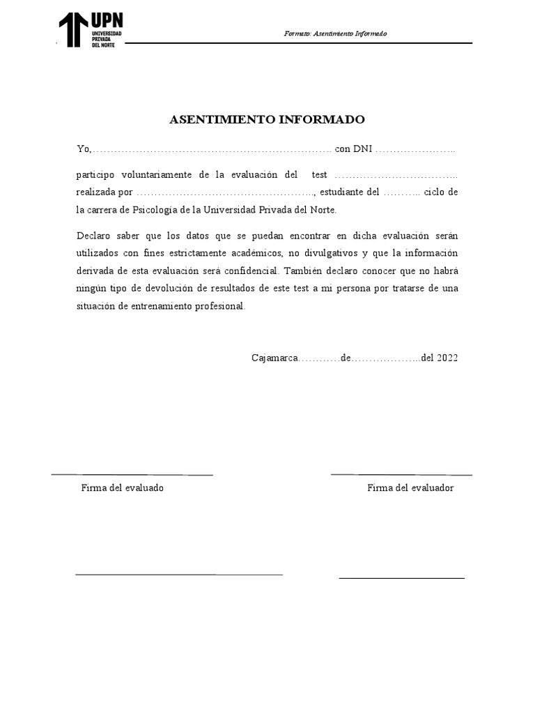 Asentimiento Informado | PDF