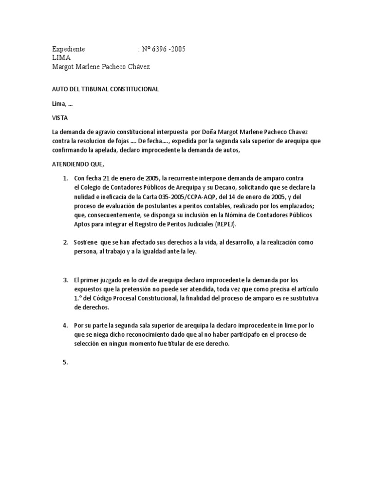 Expediente: #6396 - 2005 Lima Margot Marlene Pacheco Chávez | PDF