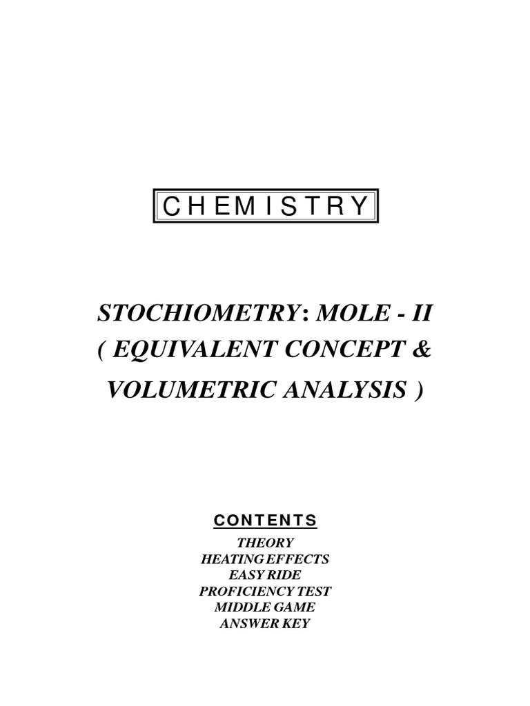 Stoichiometry Mole-II (XI) | PDF | Chemistry | Titration