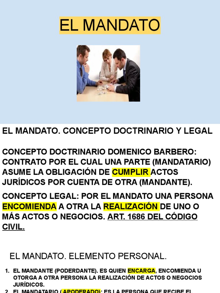 Concepto y Elementos del Mandato | PDF | Donación | Documentos legales