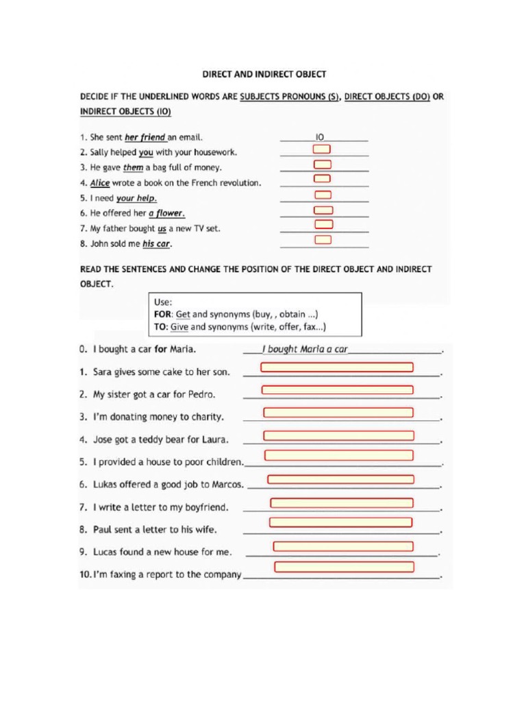 Direct and Indirect Object | PDF