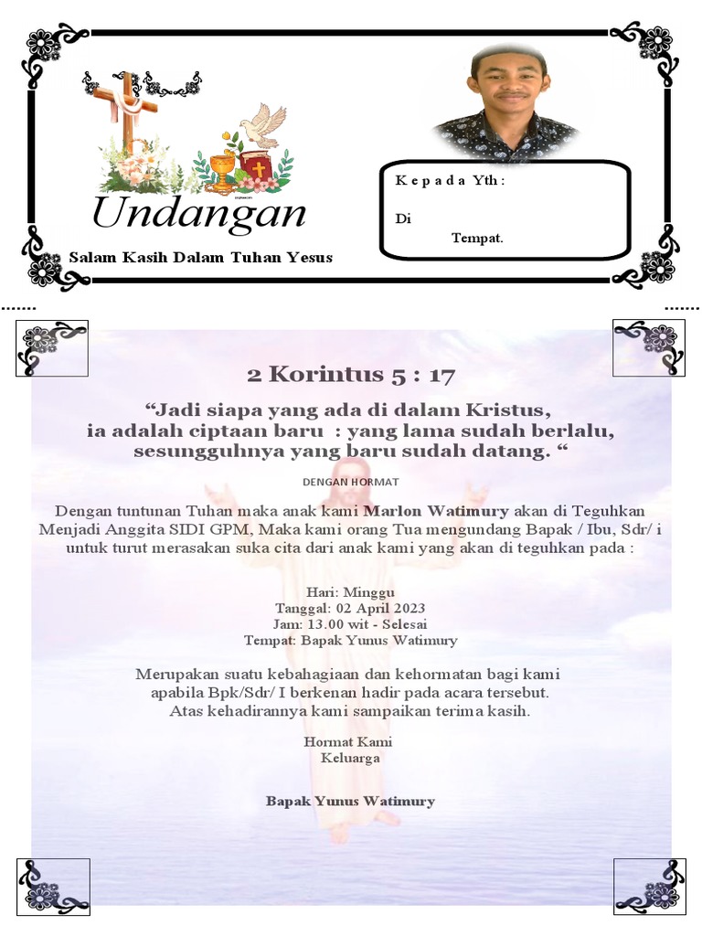 Undangan Peneguhan Sidi Marlon Watimury | PDF