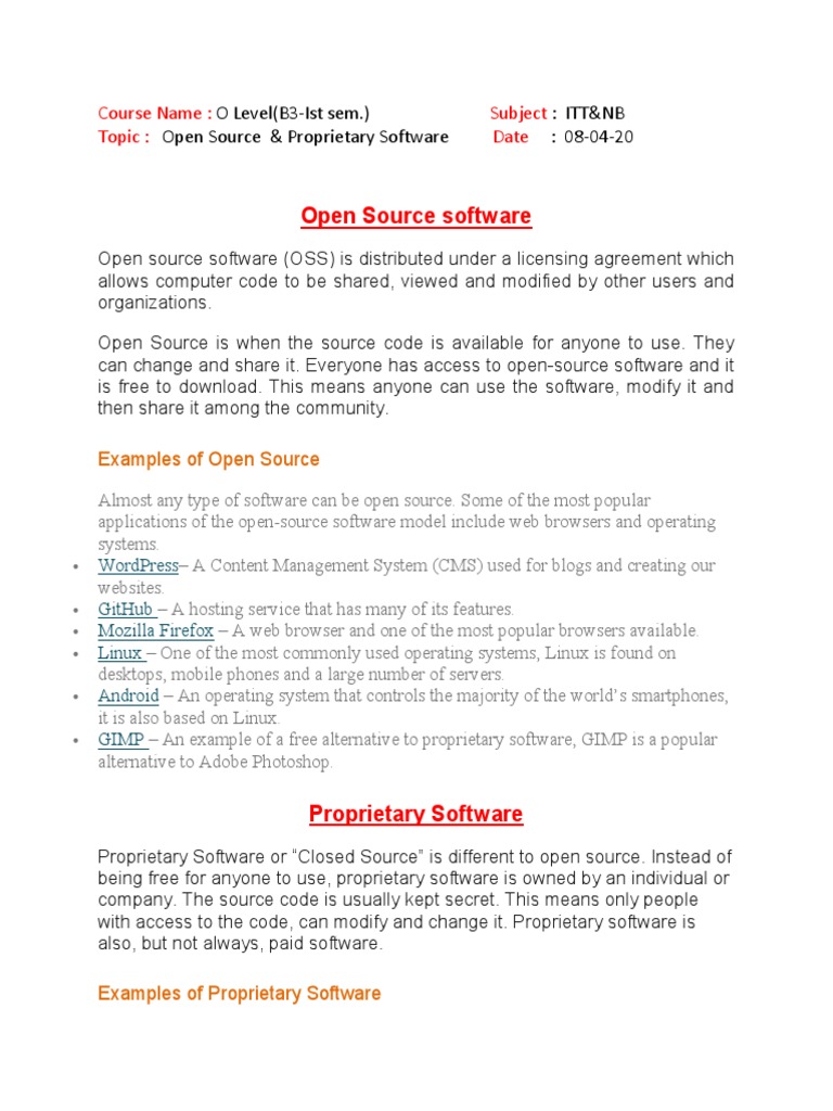 Open vs. Proprietary Software | PDF | Proprietary Software | Open Source
