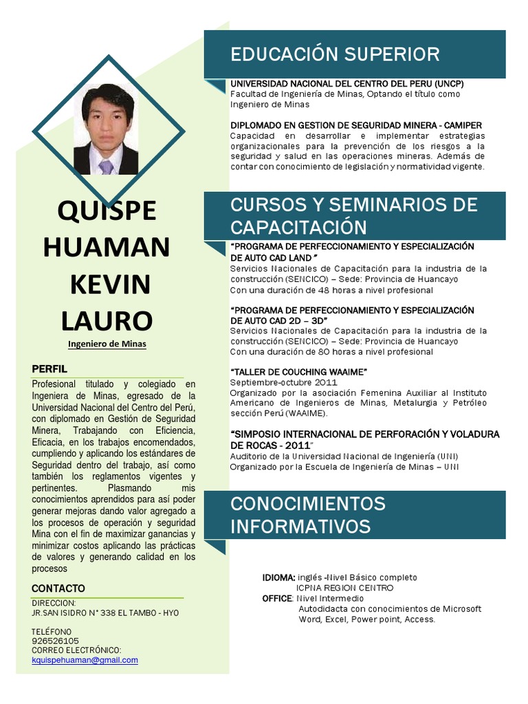 Quispe Huaman Kevin Lauro: Educación Superior | PDF | Minería | Ingeniería