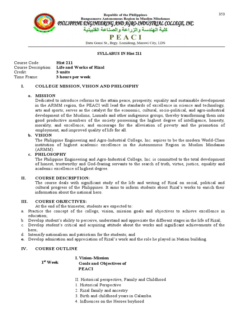 Hist 211 Life and Works Rizal | PDF