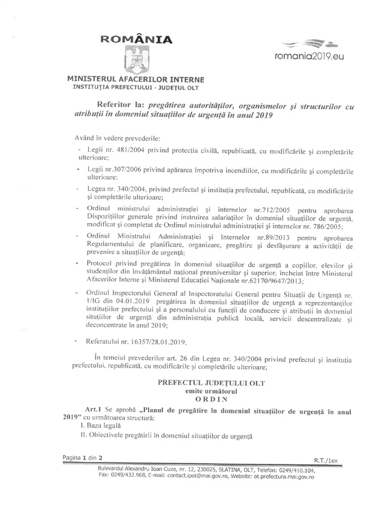 Plan Pregatire 2019 | PDF