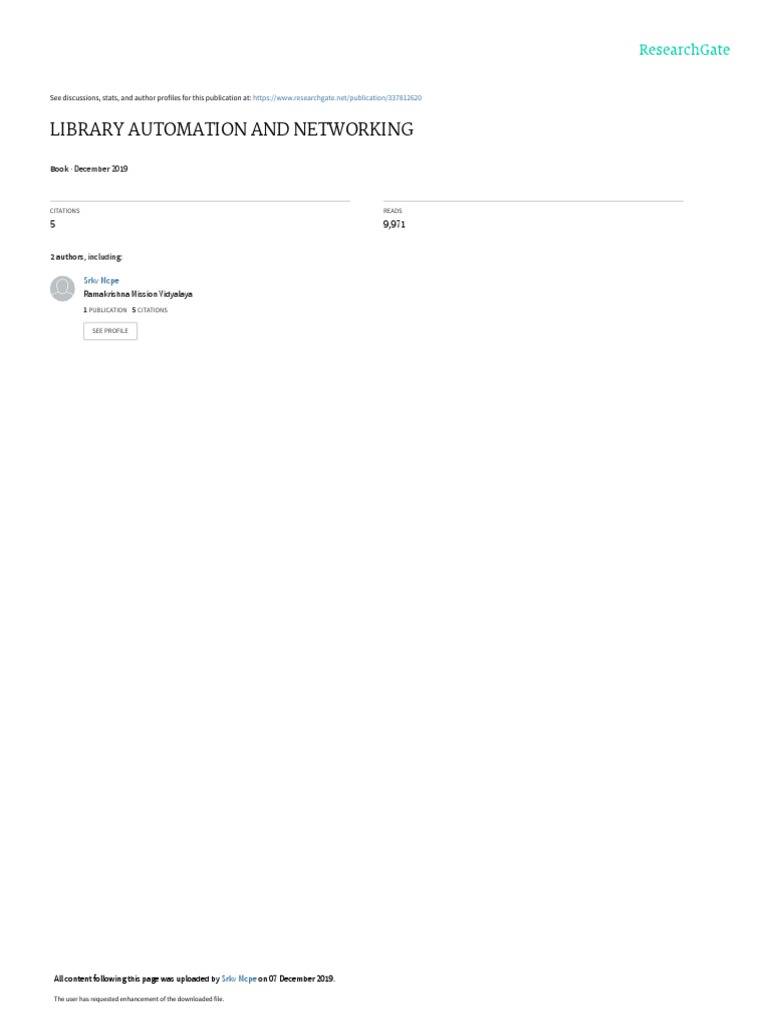libraryautomationandnetworking | PDF | Libraries | Automation
