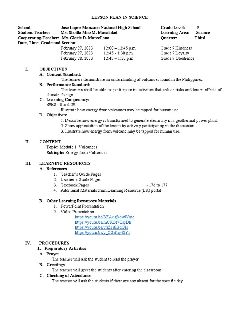 Geothermal Energy Lesson Plan for Grade 9 | PDF | Geothermal Energy | Water