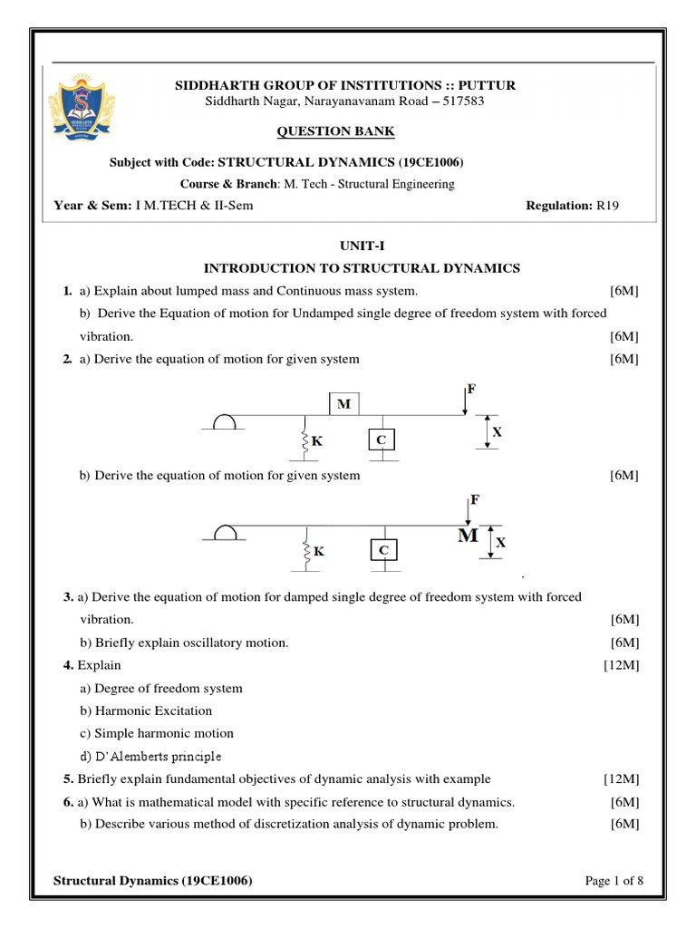 Mq-Structural Dynamics | PDF | Normal Mode | Damping