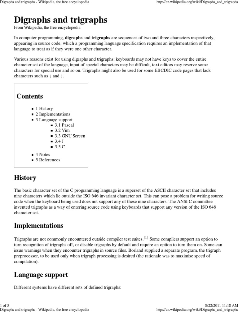 Digraphs and Trigraphs - Wikipedia, The Free Encyclopedia | PDF ...