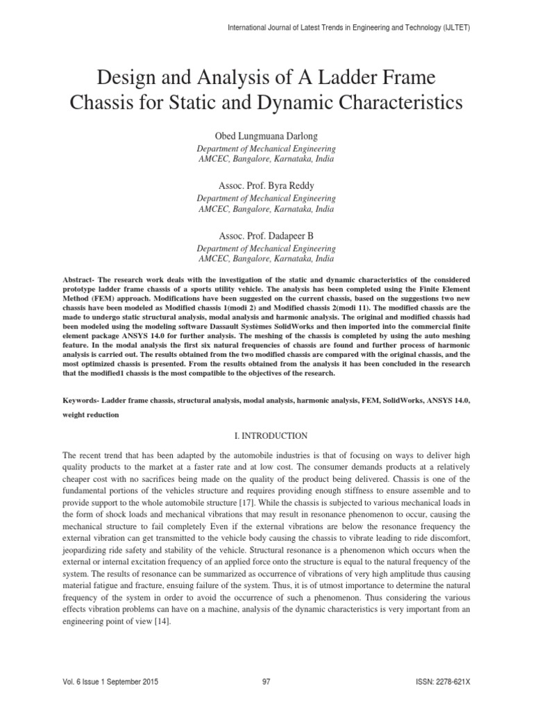 Design and Analysis of A Ladder Frame | Download Free PDF | Strength Of ...