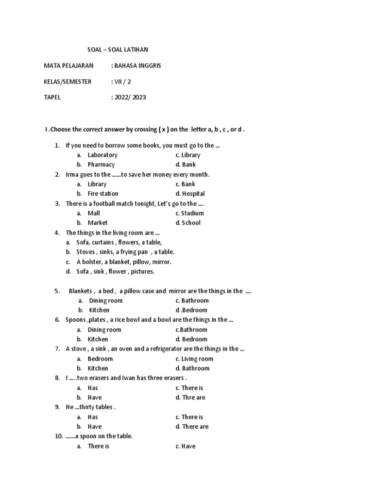 Soal Latihan Bahasa Inggris KLS 7 | PDF | Noun | Linguistic Morphology