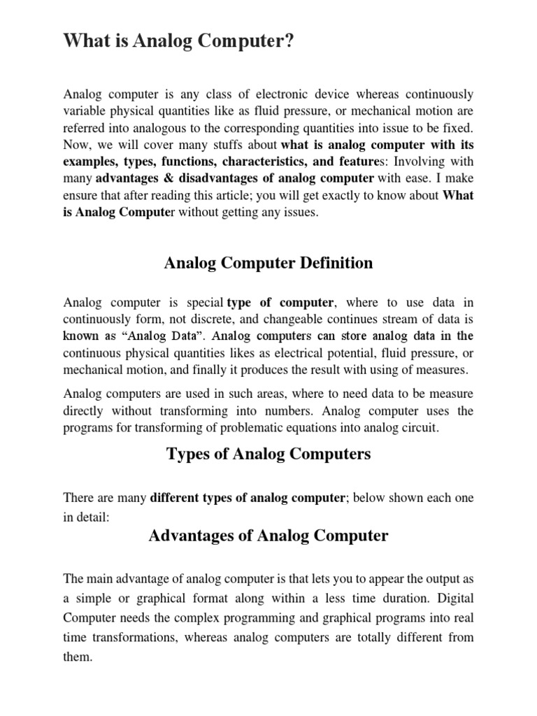 Analog Computer Pdf