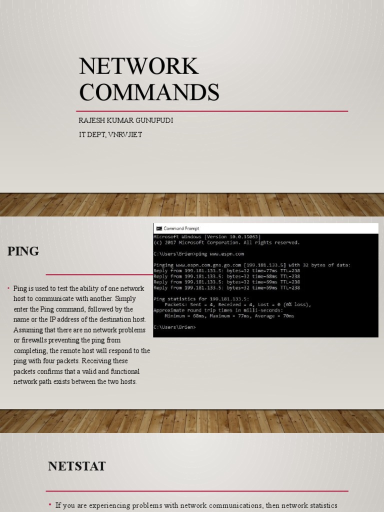Network Commands: Rajesh Kumar Gunupudi It Dept, Vnrvjiet | PDF ...