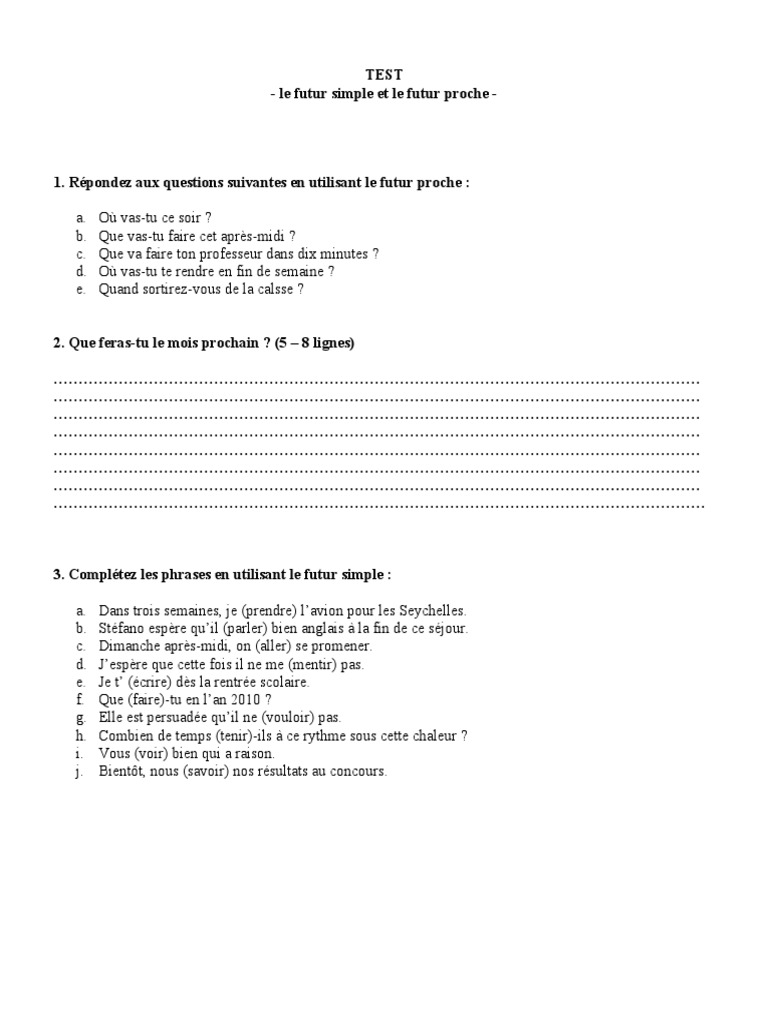 Futur Simple Et Futur Proche | PDF