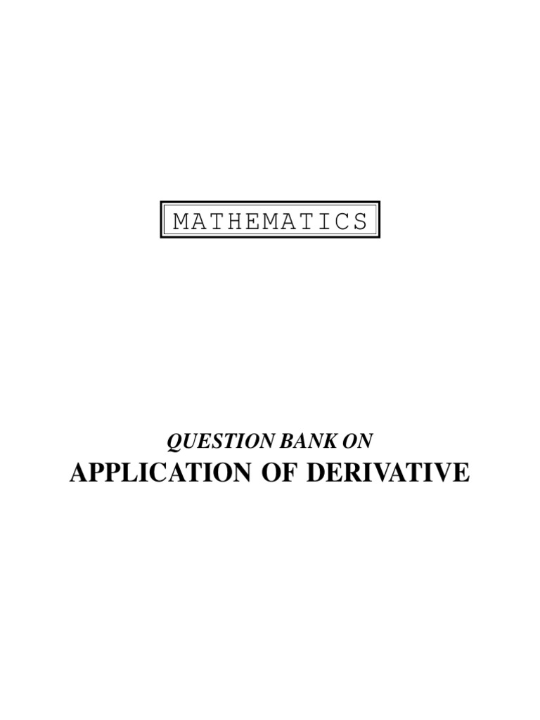 Calculus Question Bank | PDF | Maxima And Minima | Tangent