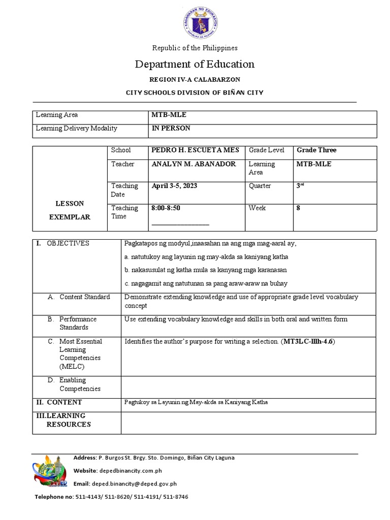 Q3 Le Week 7 8 MTB 3 | PDF