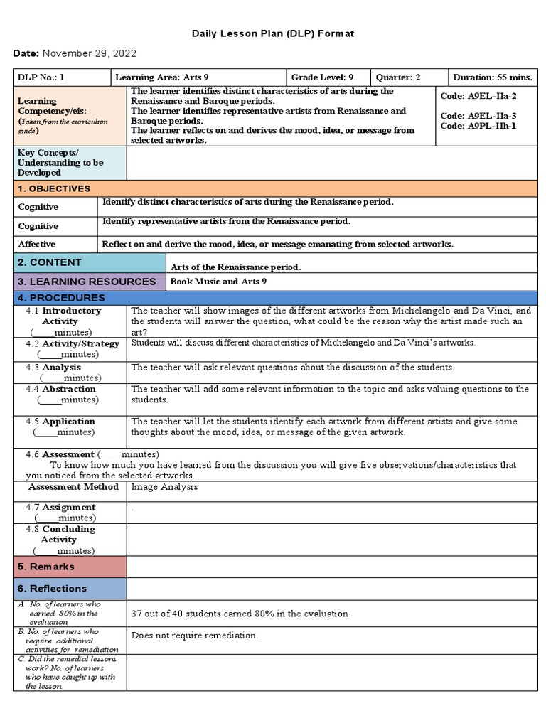Arts 1st Lesson | PDF | Learning | Teachers