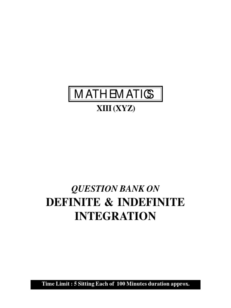 Definite & Indefinite Integration | PDF | Calculus | Elementary Mathematics
